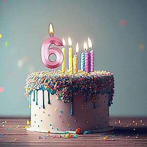 Number 2 Birthday Cake Candles, 3D Shape Number Birthday Candle, 2nd Birthday Cake Topper Decorations (Pink)