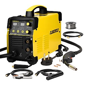 Flameweld MIG ARC TIG 3 In 1 Gas/Gasless MIG Welder Machine, 110/220V MTA1650 Dual Voltage MMA/MIG/Lift Tig Welder, 160Amps MIG Welding Machine