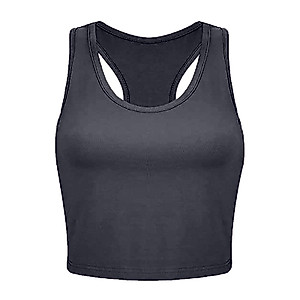 Aniywn Sleeveless Workout Tops for Women Racerback Cropped Tank Top Slim Fitted Exercise Yoga T-Shirts Gym Running Shirts