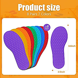 8 Pairs Feet Markers Classroom Markers Colorful Spot Floor Markers Footprint Shaped Non Slip Rubber Carpet Markers for Kids Home School Classroom Physical Education Learning Craft Supplies, 7 Colors