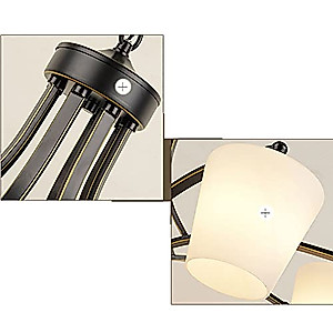 Vintage Black Chandelier Modern Luxury Large Ceiling Lamp 6-Lights Pendant Light Flush Mount Metal Ceiling Light Fixtures for Dining Room Kitchen Entryway-Black Gold 8