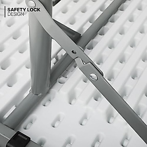 MoNiBloom 5Ft Round Folding Table, Indoor Outdoor Plastic Dining Card Table with Handle and Lock for Picnic Party Banquet Wedding, White Toptable Gray Legs