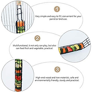 POPETPOP Stainless Steel Birds Fruit Vegetable Holder Parrot Feeder Foraging Toy Hanging Basket Fruit Fork Bird Treat Skewer Cage Accessories for Cockatiels Samll Animals
