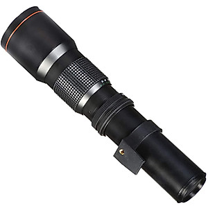 Hi-Resolution 500mm Manual Preset Telephoto Reflex Lens for Canon EOS Rebel T3, T3i, T4i, T5, T5i, T6, T7, T6i, T6s, T7i, SL1, SL2, EOS 60D, 70D, 77D, 80D, 5D III, 5D IV, EOS 6D, 7D, 7D II Cameras