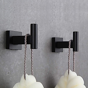 BEIGEEWY Matte Black Towel Coat Hook SUS 304 Stainless Steel Bathroom Robe Hook Wall Mounted Round Kitchen Heavy Duty Door Hanger 2 Pack