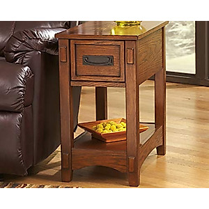 Signature Design by Ashley Breegin New Traditional Wooden Chair Side End Table with 1 Drawer and 1 Fixed Shelf, Brown