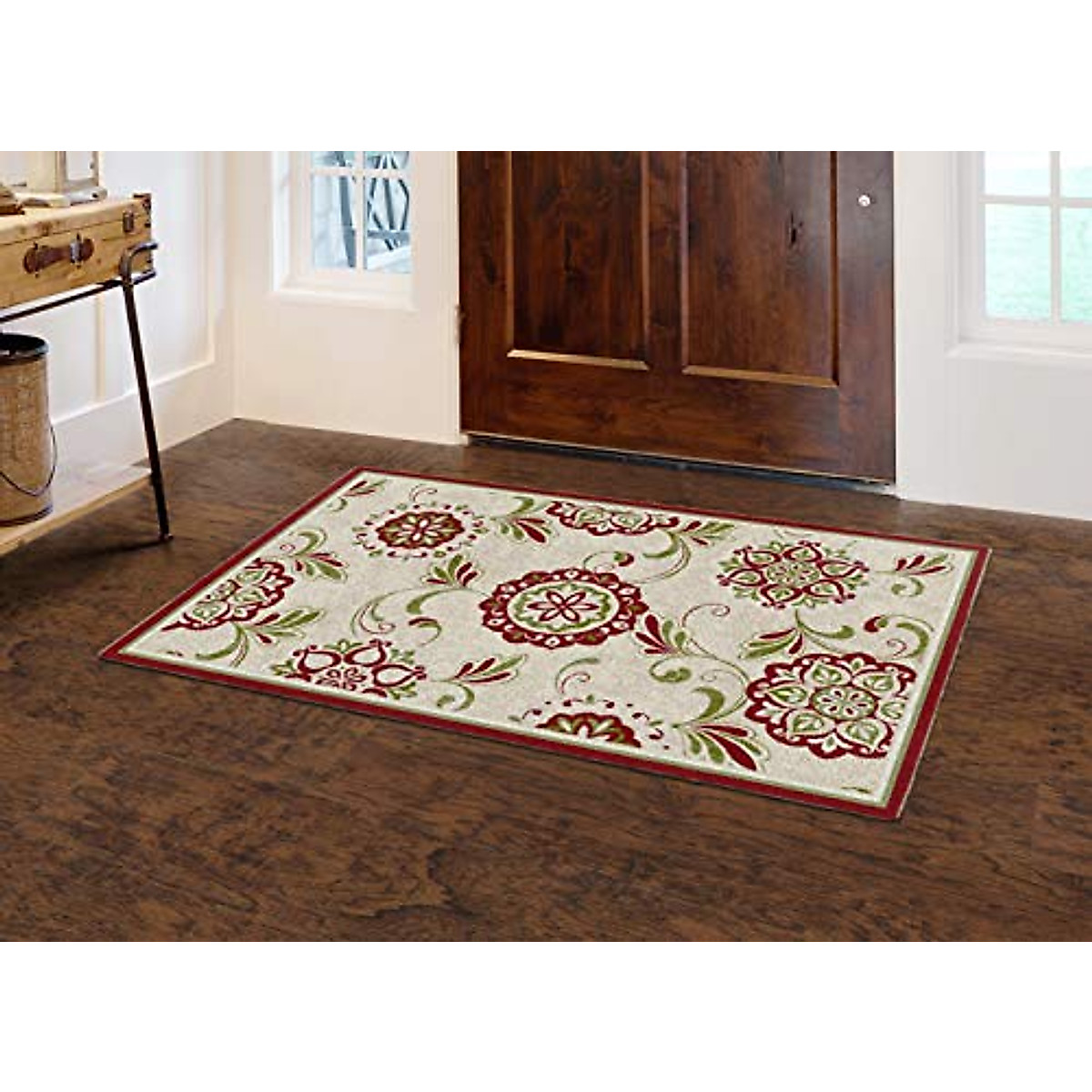 Brumlow MILLS Samara Home Indoor Area Rug with Traditional Floral Print Pattern for Living Room Decor, Dining Room, Kitchen Rug, or Bedroom Carpet, 30" x 46", Red