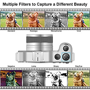 BooHAN Digital Camera,UHD 4K&48MP Video Camera for Photography,Vlogging Youtube,Auto-Focus,18X Zoom,Dual Cameras, Multi-Filters,Travel Portable Beginners,Adults,Teens,Kids-White,(X9)