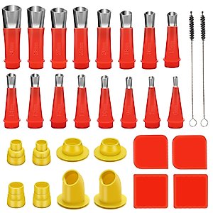 30Pcs Caulking Finisher Kit, 16Pcs Caulking Nozzle Tips Reusable Caulking Nozzle Coating Caulking Tool Kit with 8 Connector Caulking Guns and 4 Grout Scraper 2 Brush for Bathroom Doors Windows