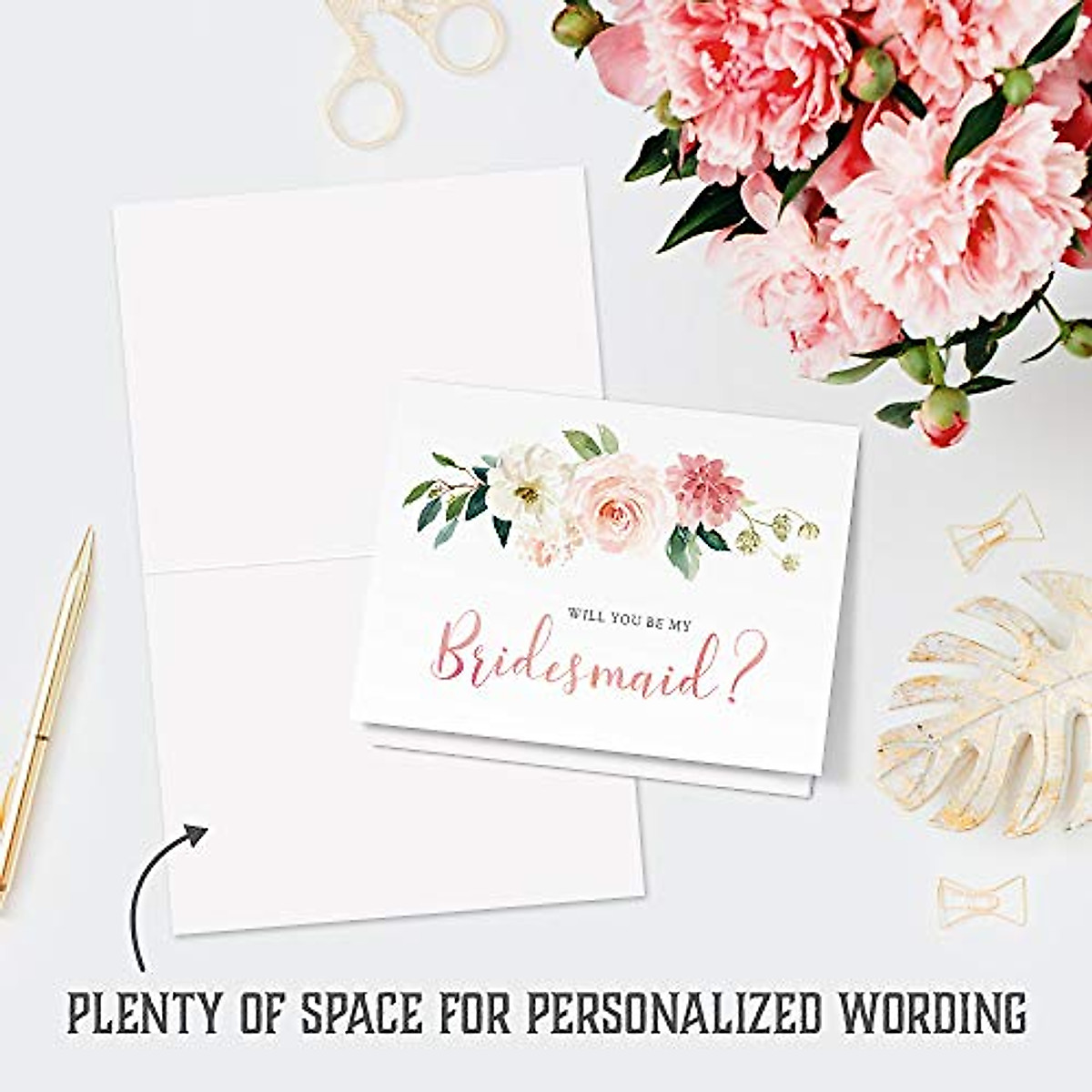 Hat Acrobat Bridesmaid Proposal Cards. 8 Will You Be My Bridesmaid and 2 Maid of Honor Cards with Envelopes. Set of 10 Elegant Floral Cards for the Bridal Party