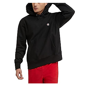 Champion mens Reverse Weave Pullover, Left Chest C Hoody, Black-y06145, Medium US