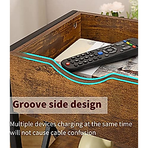 WEENFON Side Table Set of 2, End Tables with Storage, 2 Tier Sofa Table for Small Space, Flip Top Narrow Nightstand, Bedside Tables, X-Shaped Enhanced Legs, Tall Couch Table for Living Room, Bedroom