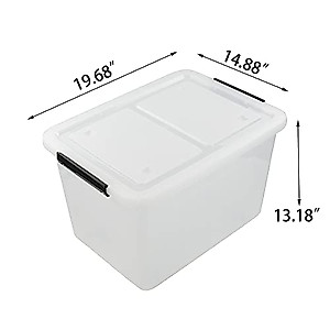 Asking 4-Pack Clear Large 42 L Plastic Storage Boxes, Plastic Storage Bins with Wheels