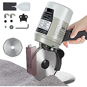 CGOLDENWALL YJ-125A Octagonal Electric Fabric Cutter Cloth Cutting Machine Electric Scissors for Cloth Textiles Paper Leather Rubber and Carpet With Sharpening Device & Blade Diameter 125mm 110V