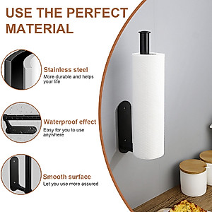 WSZBDY Paper Towel Holder and Wall Hook Set, Wall Mount Paper Roll Holder and Towel Hooks, Self-Adhesive Under Cabinet, Both Available in Adhesive and Screws, for Kitchen and Bathroom