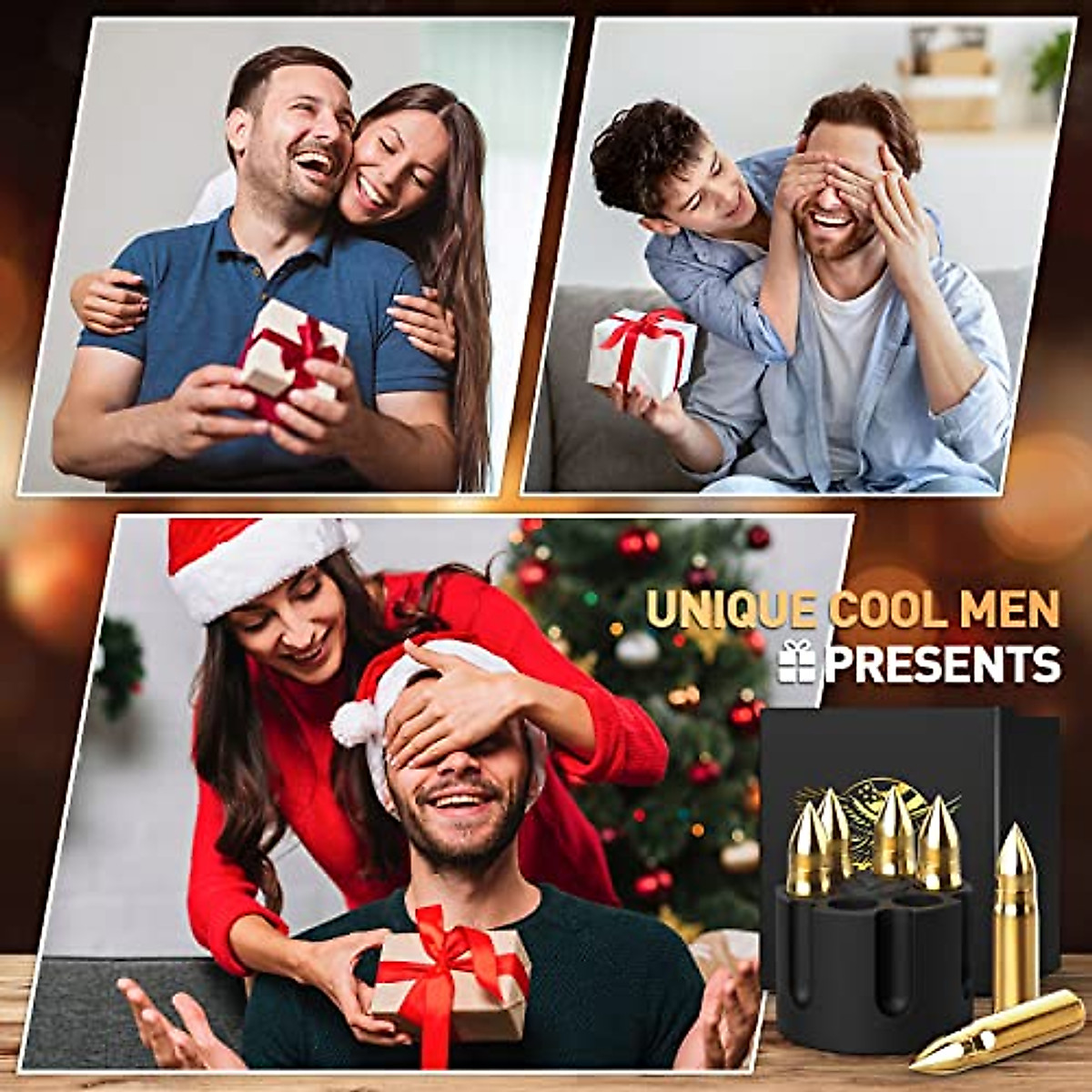 Gifts for Men Dad, Valentines Day Gifts for Boyfriend Husband, Whiskey Stones, Unique Anniversary Birthday Gift Ideas for Grandpa Uncle, Man Cave Stuff Cool Gadgets Retirement Bourbon Presents