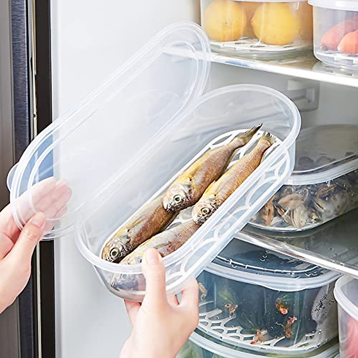 2pcs Food Drain Container for Scallion Garlic Paste Pepper Thickened Durable Container 2pcs Food Fresh-keeping Box Food Grade Safe Container for Ginger Seasoning Condiment