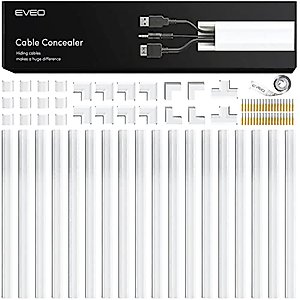 EVEO Cord Hider - 306” Cord Cover Wall Cable Hider, Cable Concealer, Wire Hiders for TV on Wall. Cable Management, Cord Hider Wall Cable Raceway Wire Covers for Cords -18X (L17 W0.95 H0.5) - White