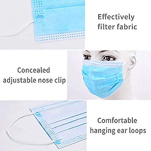 Millennium Disposable 3-Layer Breathable Ear-Loop Face Mask, Made in USA, Latex Free with Adjustable Nose Stripe, Box of 50