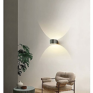 DSINEY Wall Light, Wall Sconces, Modern Black Cylindrical Outdoor Wall Mount Light Warm Light 3000KLED Wall Light Matte Finish die-cast Aluminum Wall Lamp Used in Damp Places Sconce Light