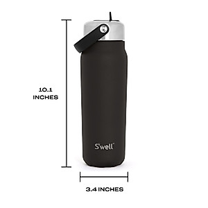 S'well Recycled Stainless Steel Explorer with Flip Straw Lid, 24oz, Onyx, Triple Layered Vacuum Insulated Containers Keeps Drinks Cold for 36 Hours and Hot for 8