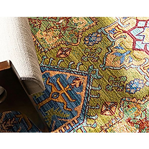 Unique Loom Austin Collection Vibrant Colors, Abstract, Traditional Area Rug, Rectangular 8' 0" x 10' 0", Light Green/Beige