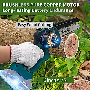 Mini ChainSaw Cordless (No Battery), Electric Chainsaw with Auto Oiler-system Small Handheld Saw JOVANT 6-inch Power Chain Saws (Tools Only)