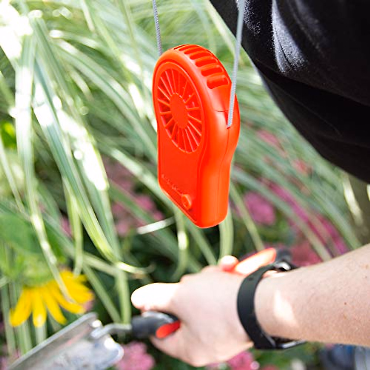 Simply Genius Personal Necklace Fan, Battery Operated, Portable Neck Fan for Cooling and Travel with Adjustable Lanyard, Red