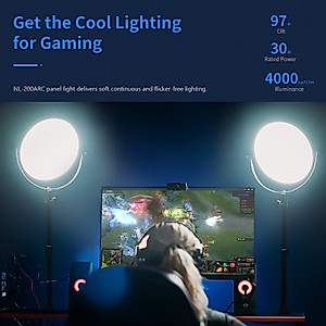 Neewer Desk Mount Round LED Video Light with C-Clamp Stand and 2.4G Wireless Remote, 2-Pack 10.6-inch 30W 3200K-5600K Dimmable Bi-Color Soft Light Panel CRI97+ for Game/Live Streaming/Video Conference