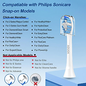 Replacement Toothbrush Brush Heads Compatible with Philips Sonicare Electric Rechargeable Toothbrushes, Tooth Brush Heads for Snap-on System, for Effective Cleansing and whitening, Pack of 8, White