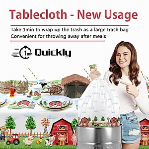 Heboland 3 Pieces Farm Animal Birthday Party Supplies Tablecloth, Large Size 54 x 108 Inch Rectangular Plastic Table Cover, Barnyard Birthday Party Supplies Decorations for Baby Shower Boys Girls