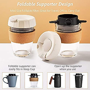 ANROYE Pour Over Coffee Filter, Portable Stainless Steel Reusable Coffee Dripper Cone - Mini Collapsible Paperless Single Serve 1-2 Cup Coffee Maker for Travel Camping Offices Backpacking