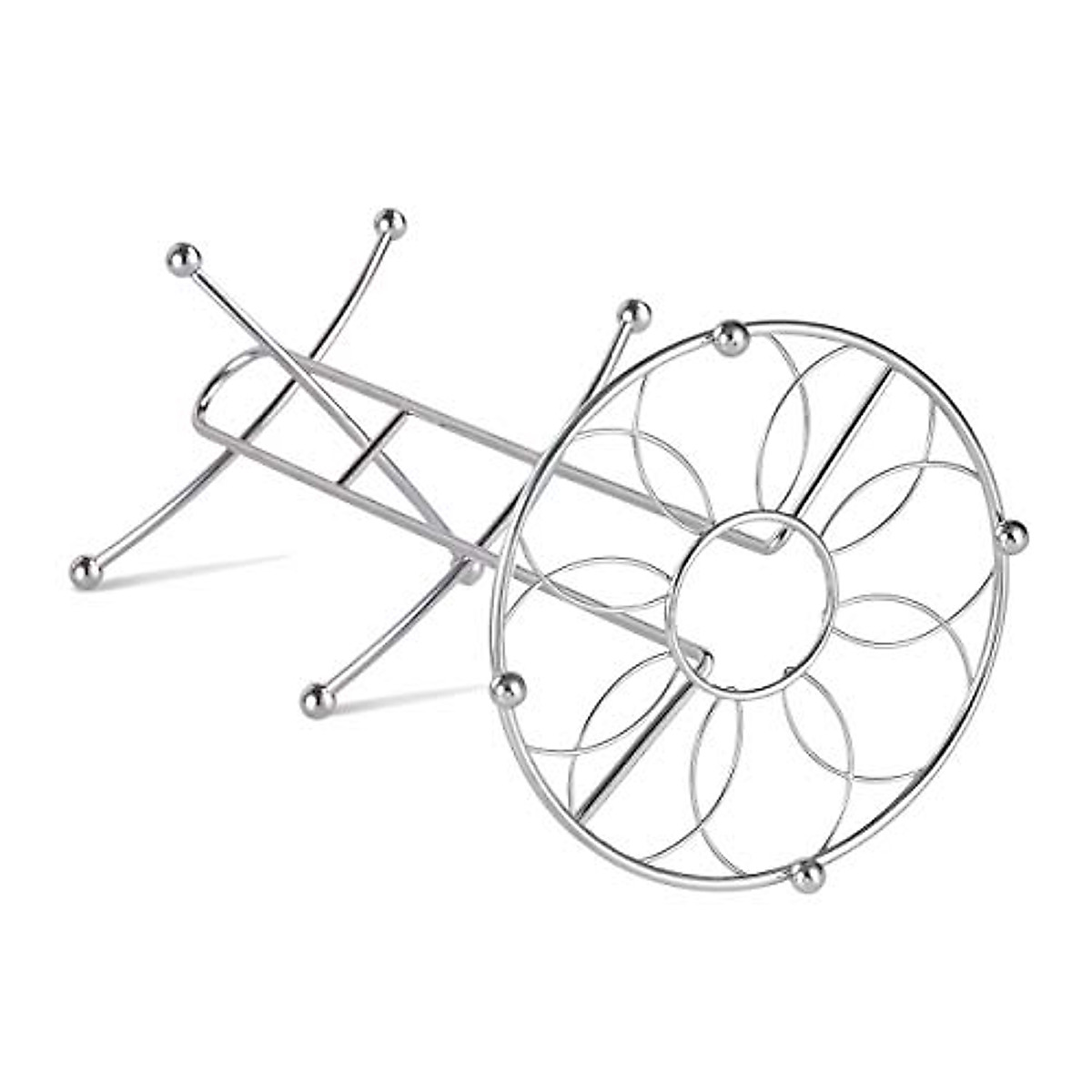 Buruis Mug Rack Tree, Decorative Flower Pattern Base Metal Mug Holder, Kitchen Coffee Mug Tree Countertop Tea Cups Holder Stand, Coffee Cup Dryer with 6 Hooks (Silver)