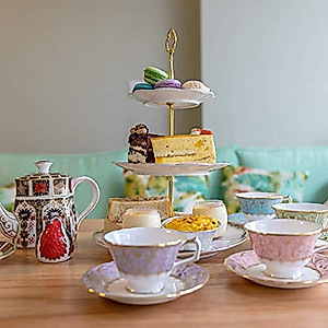 Quluxe 4 Sets 3 Tier Crown ＆ Sunflower Cake Stand Fruit Cake Plate Handle Fitting Hardware Rod Stand Holder with Stylus for DIY Making Cupcake Serving Stand Decoration- Gold