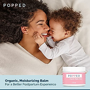 Popped Organic Nipple Butter | Moisturizing Nipple Cream for Sore, Dry, and Cracked Nipples | Postpartum Essential Balm for Breastfeeding, Nursing (2 fl oz)