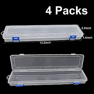 4 Pack Paint Brush Storage Box Clear Paint Brush Holder Long Brush Storage Case Watercolor Pen Container with Buckle