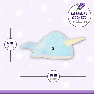 Warm Pals - Nori The Narwhal - 1.5lbs - Cozy Microwavable Lavender Scented Plush Toys - Heated Stuffed Animal - Heatable Coolable Bedtime Comfort Plushie