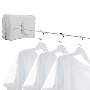 Retractable Clothesline Indoor, 16 Feet Outdoor Clothesline 44Lb Load Capacity Retractable Heavy Duty Clothes Laundry Line Wall Mounted Stainless Steel Line