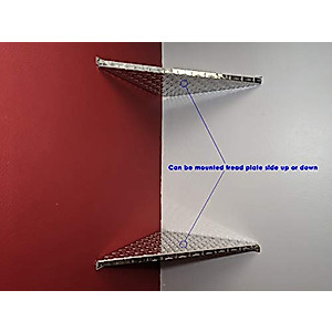 c2M 17” Heavy Duty Floating Corner Shelf, Set of 2 | Easy to Install + Heavy Duty Aluminum Diamond Plate Design with 50 Pound Weight Limit | 2-Sided Mounting Option + Made in The USA