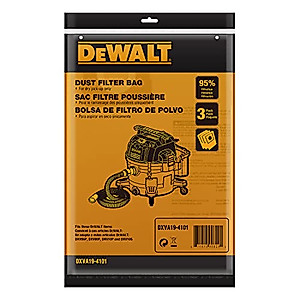 DEWALT DXVA19-4101 Dust Bag, Fit for 6-10 Gallon Wet/Dry Vacuum Cleaners, Compatible with DeWalt DXV06P DXV09P DXV09PA DXV10P DXV10PL DXV10S DXV10SA DXV10SB Wet/Dry Shop Vacuums, 3 Pack