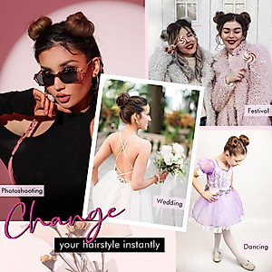 REECHO 2 PCS Mini Claw Clip in Messy & Cat Ears Hair Bun Extensions HB001 Wig Accessory Updo Hairpieces for Women Girls (Pack of 2-3.5" Wavy, Cool Dark Brown)