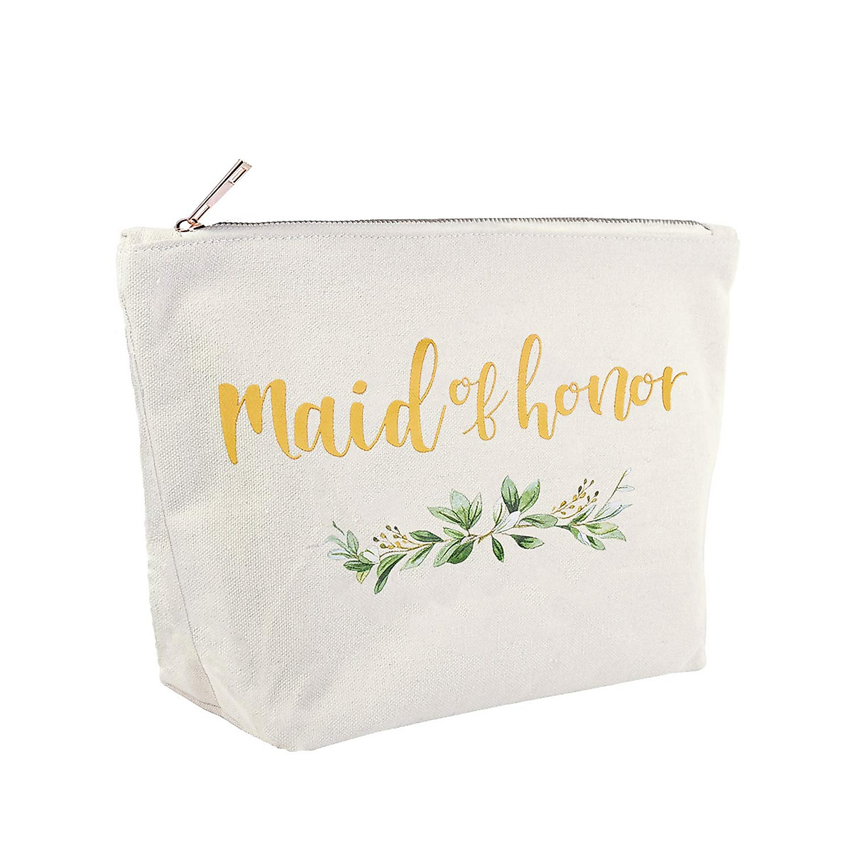 ELEGANTPARK Maid of Honor Bridesmaid Cosmetic Bag Travel Makeup Bag for Women Bridal Shower Gifts Wedding Party Pouch Zipper Canvas