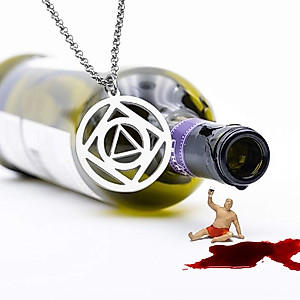 Detailed AA & NA Anonymous Dual Pendant Necklace Keyring 12 Steps Recovery Sober Gift (silver necklace)