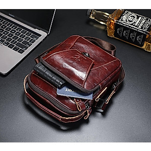 Mens Leather Messenger Bags Vintage Shoulder Bag Crossbody Satchel Handbag Travel Purse Casual Daypack