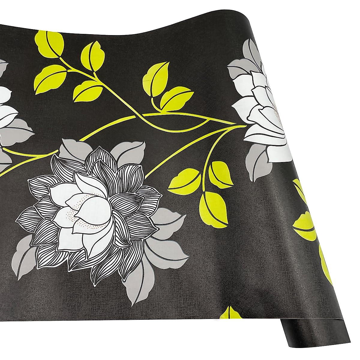 Yifasy White Rose Shelf Liner Self-Adhesive Floral Drawer Paper Protect Furniture Wall Surface Decor Girls Makeup Box Wallpaper Roll 118x17.7 Inch