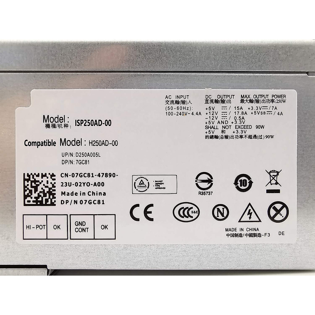 D250AD-00 H250AD-00 250W Power Supply Compatible with Optiplex 390 790 990 3010 Inspiron 537s 540s 545s 546s 560s 570s 580s 620s Vostro 200s 220s 230s 260s 400s Studio 540s 537s 560s Slim DT Systems