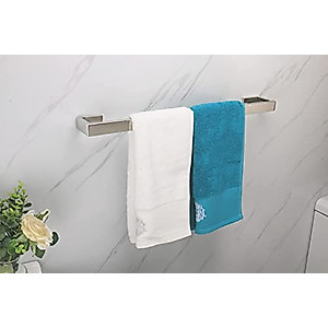 TocTen 24 Inch Bath Towel Rack + 4-Pcs Bathroom Hardware Set Stainless Steel Square Towel Rack Set - Include 16 Inch Towel Bar, Hand Towel Holder, Toilet Paper Holder, Robe Hook(Polish Chrome)