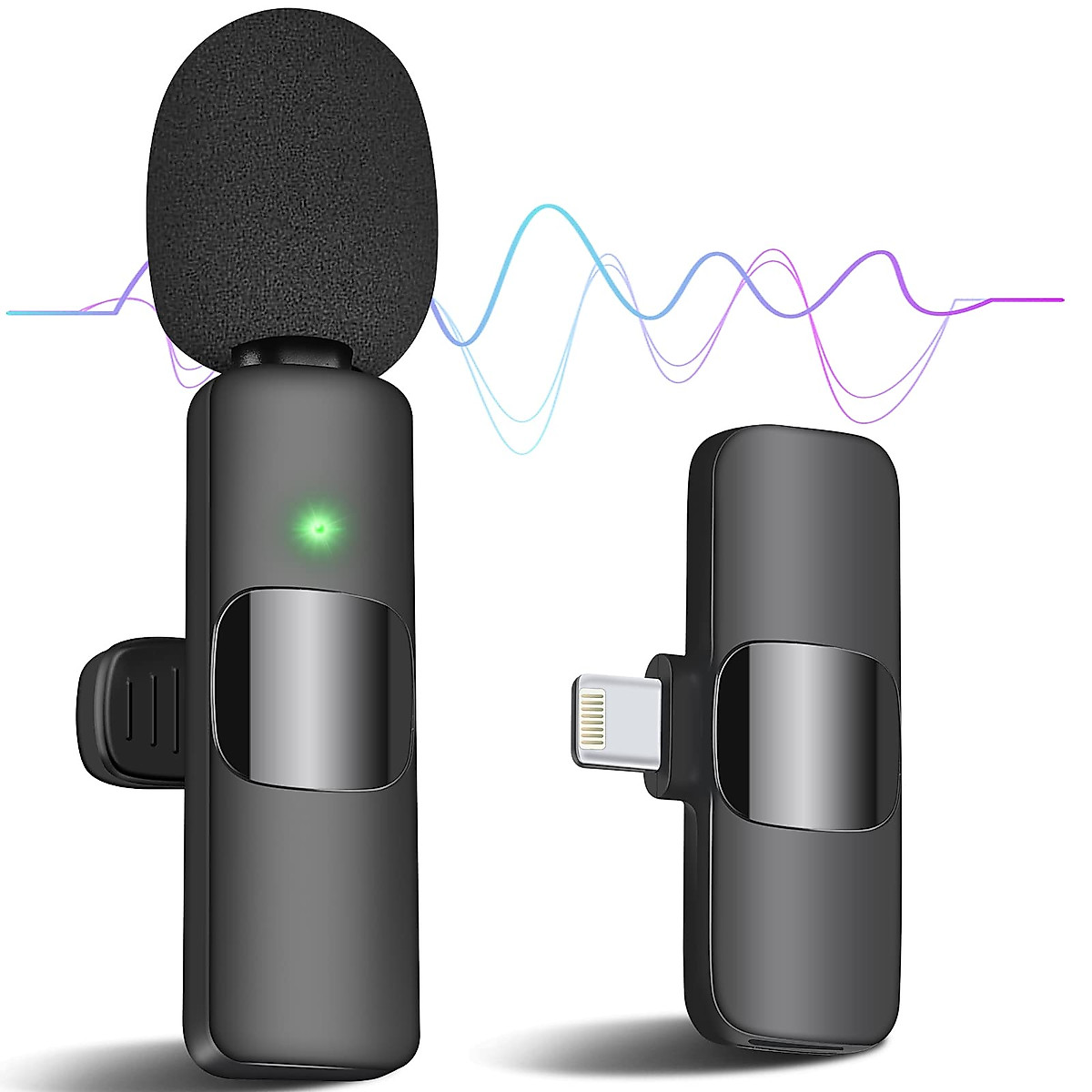 IIQ Wireless Lavalier Microphone for iPhone, Mini Professional Wireless Lavalier Microphone, Wireless Clip Mic, Tiny Lapel Microphone for iPad, for Video Interview Podcast, Facebook, YouTube