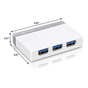 TRENDnet 4-Port USB 3.0 Ultra-Mini Hub, 1M (3ft. USB 3.0 Cable), Up to 5Gbps, Power Adapter Included, Plug &Play, Backwards Compatibility with USB 2.0/USB 1.1, TU3-H4
