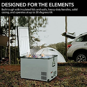 FM-452SG 45 Quart Slimfit Portable Refrigerator, AC 115V/ DC 12V Real Freezer for Car, Home, Camping, RV-8°F to 50°F, Charcoal, Gray